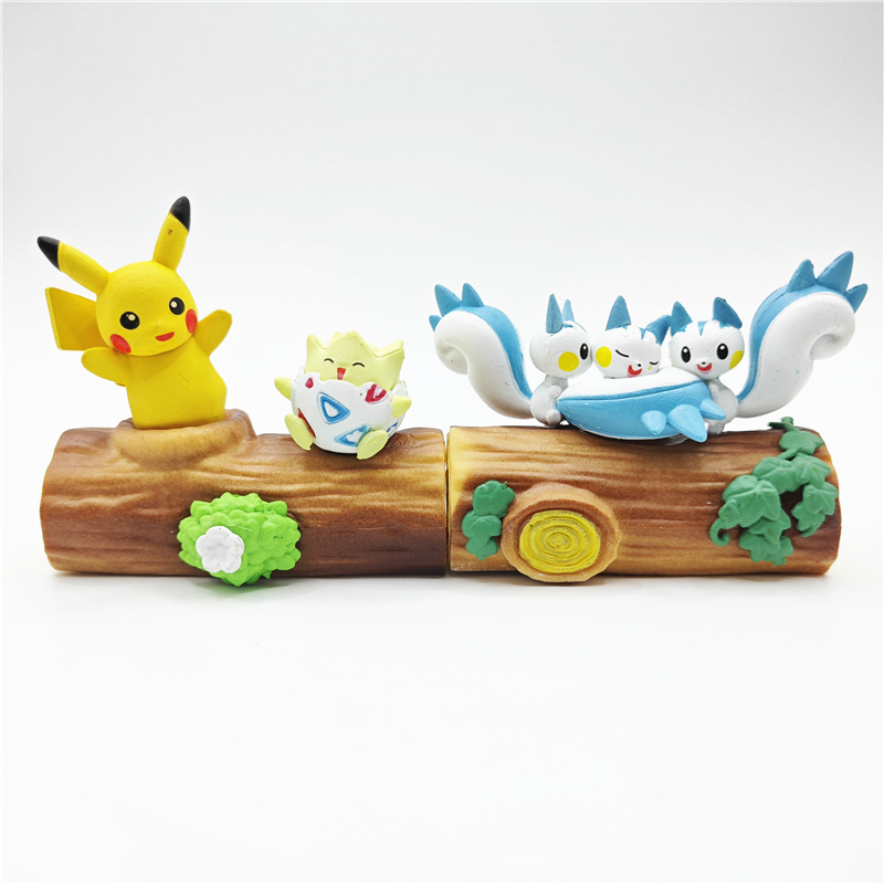 6Pcs/Set Anime Pokemon Figure Stump Pikachu Togepi Torchic Jigglypuff Q ...