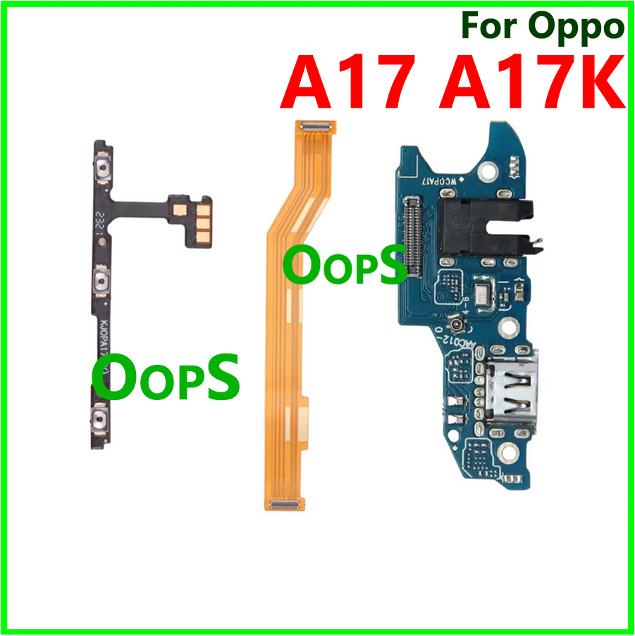 For Oppo A17 A17K Phone Power On Off Volume Button Flex USB Charging ...