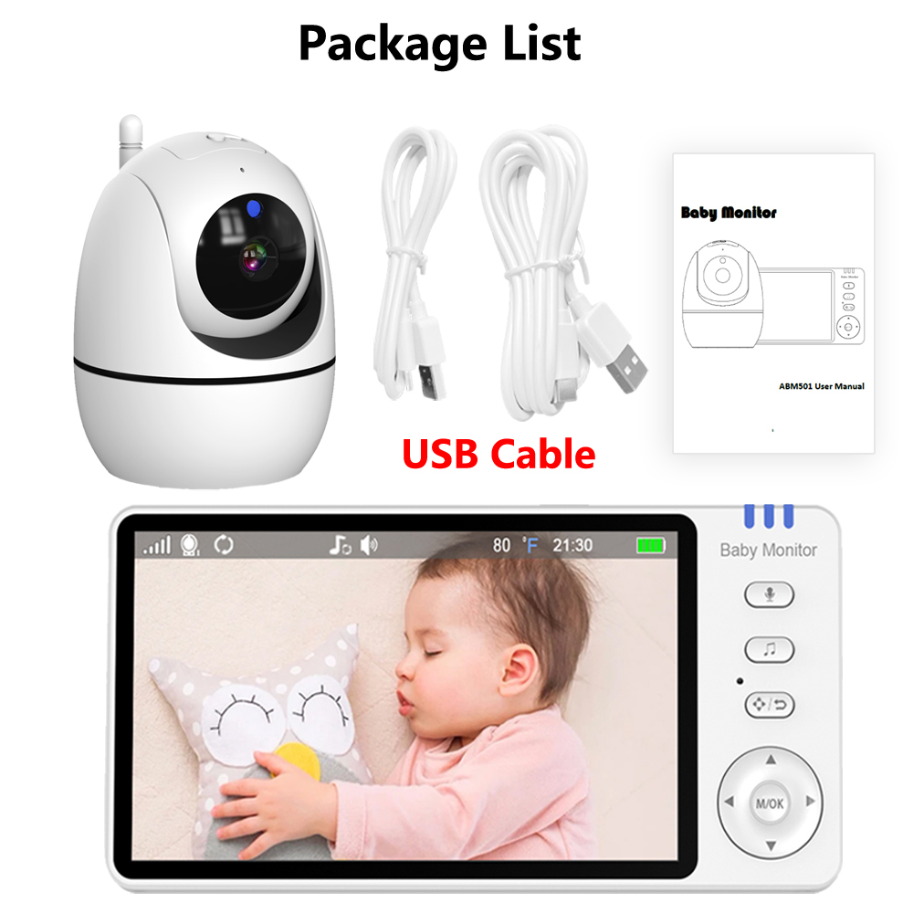 5.0 inch Wireless Video Color Baby Monitor High Resolution Baby Nanny ...