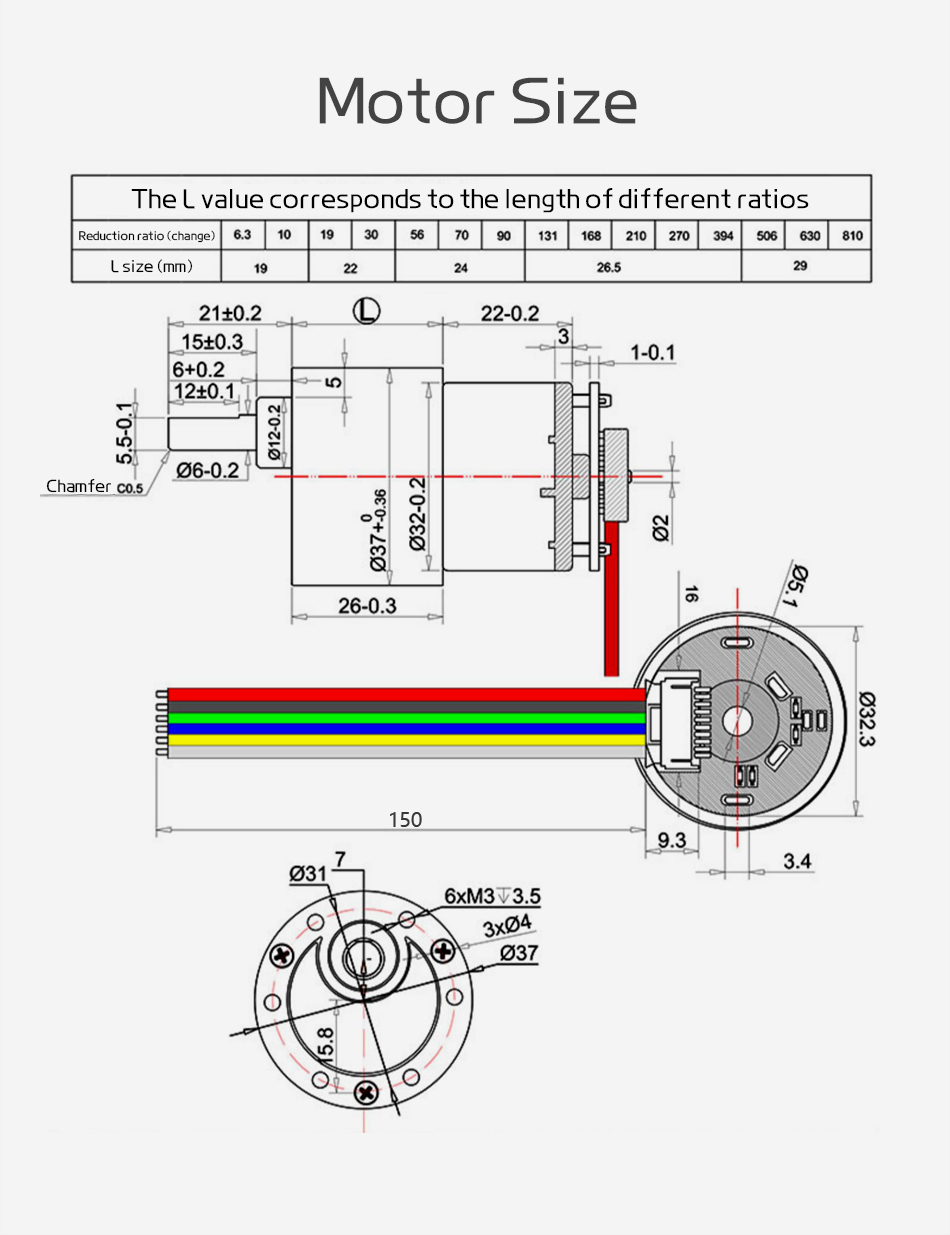 JGB37-520 Hall Encoder DC Brush Gear Motor 6V/12V Forward And Reverse ...