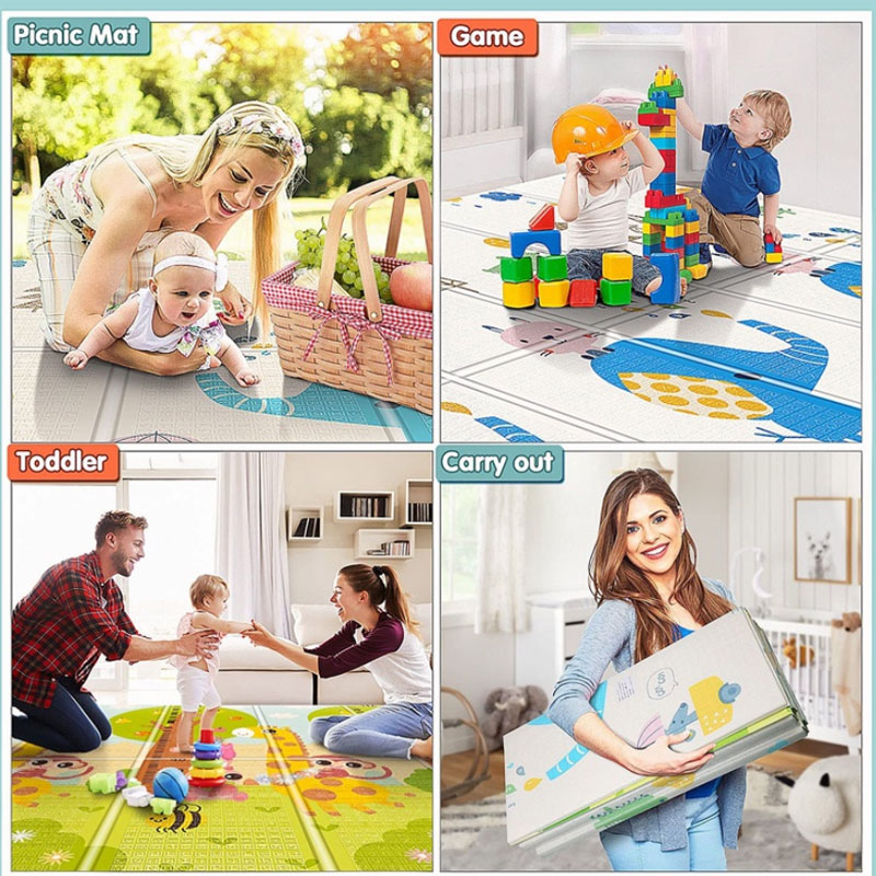 180/200cm Baby Play Mat Crawling Pad Large Foldable Kid Carpet Playmat ...