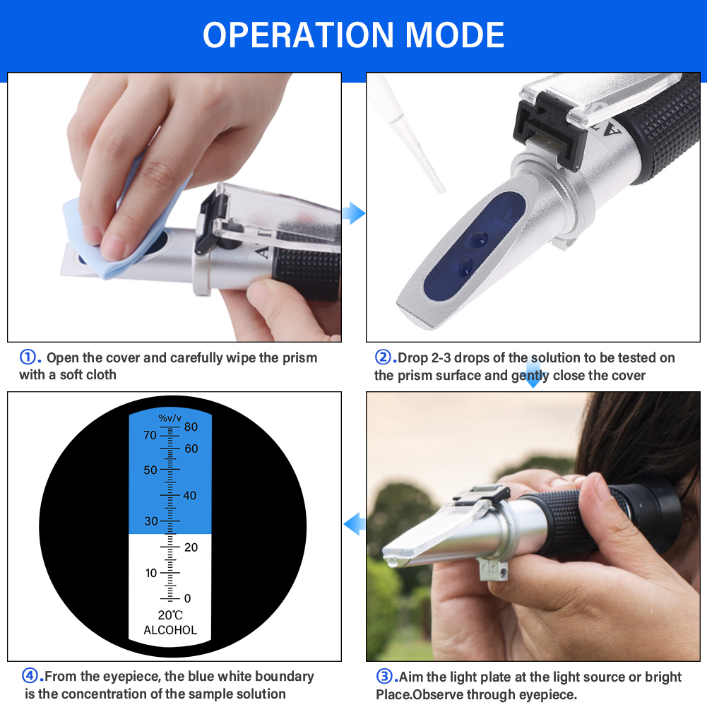 Yago Handheld Refractometer Refractometer Alcohol Concentration Meter White Alcohol Degree ...