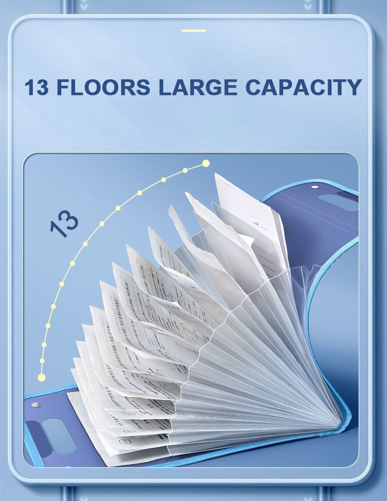 Foldable A4 Document Organizer – 13-Pocket, Portable, Durable File Bag ...