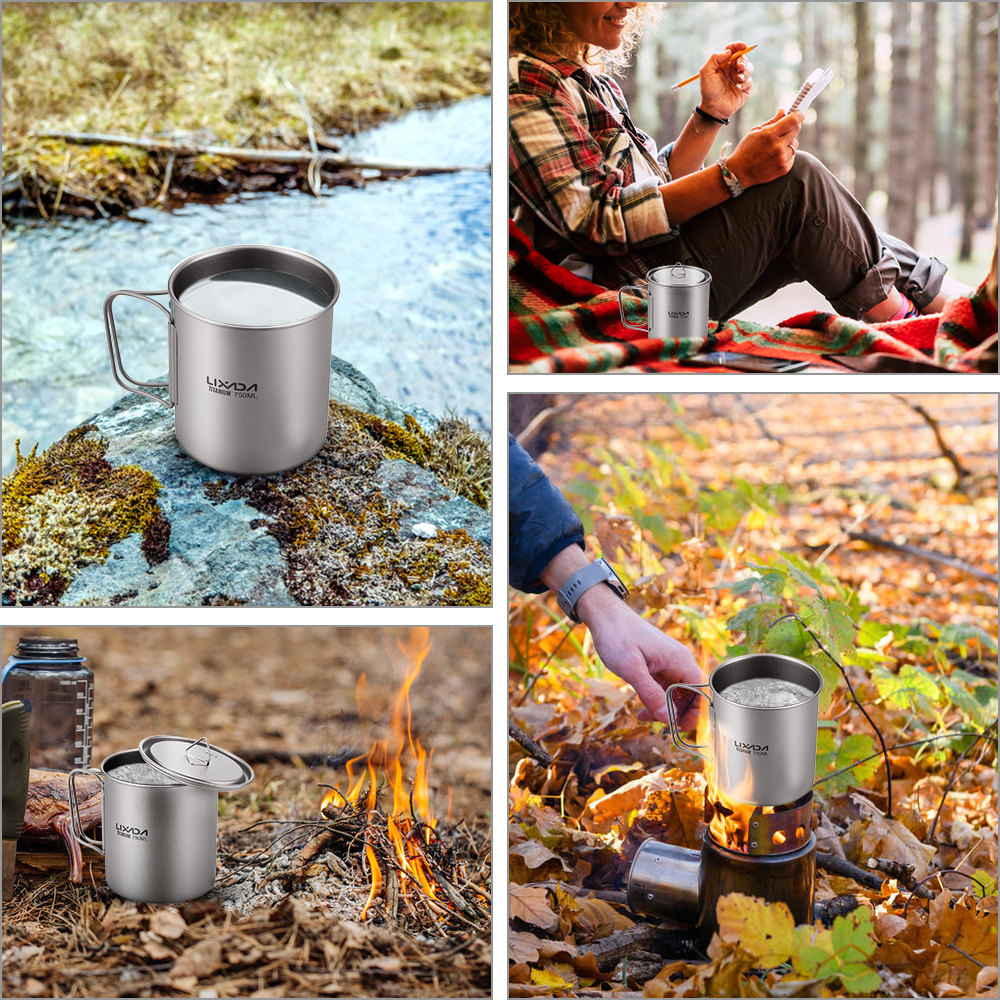 Titanium Cup Lixada Ultralight Outdoor Portable Camping Picnic Water ...