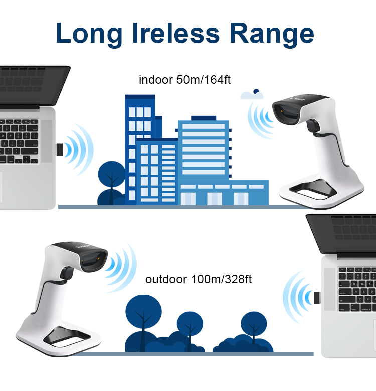 1D＆2D Bluetooth Wireless Barcode Scanner with Charging Stand, Cordless ...