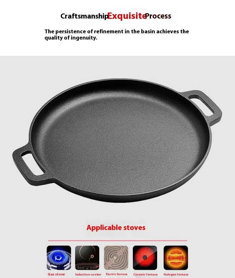 【Ready Stock】Thick Cast Iron Griddle Pan Uncoated Pancake Pan Cast Iron ...