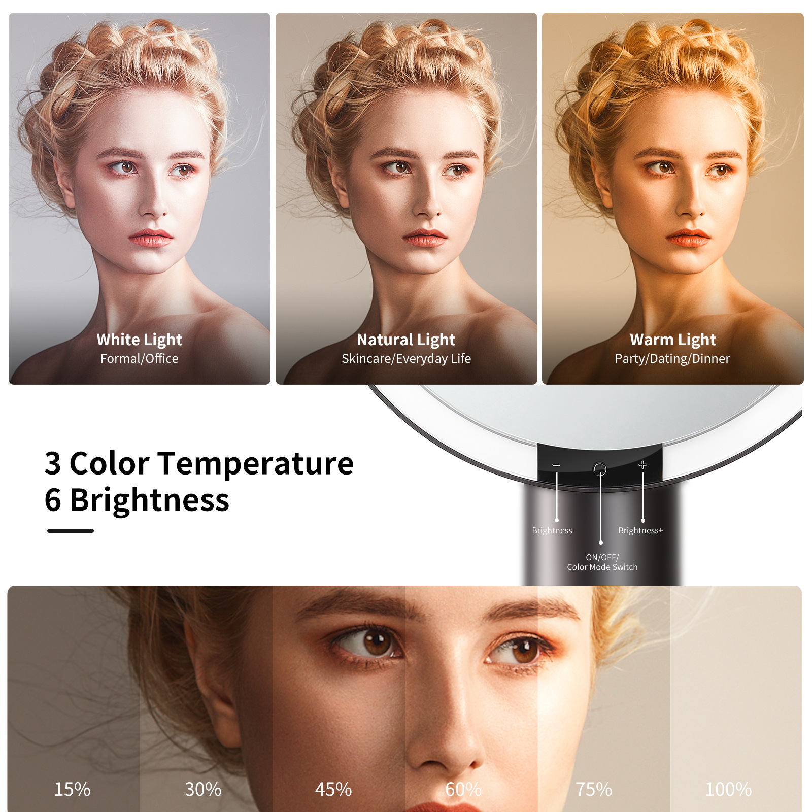 AMIRO O2 LED Vanity Mirror 10X Magnifying Makeup Mirror 2200mAh Mirror ...