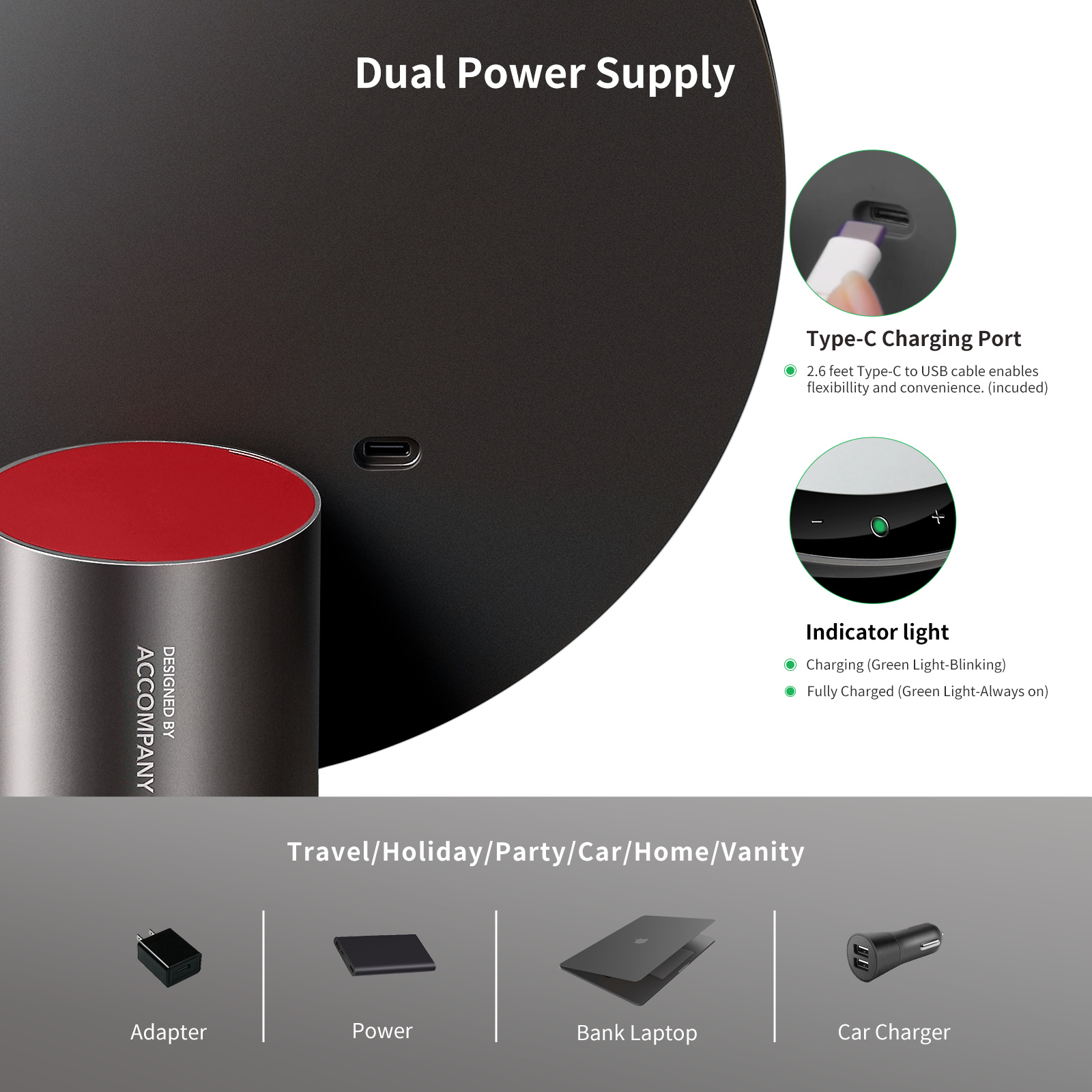 AMIRO O2 LED Vanity Mirror 10X Magnifying Makeup Mirror 2200mAh Mirror ...