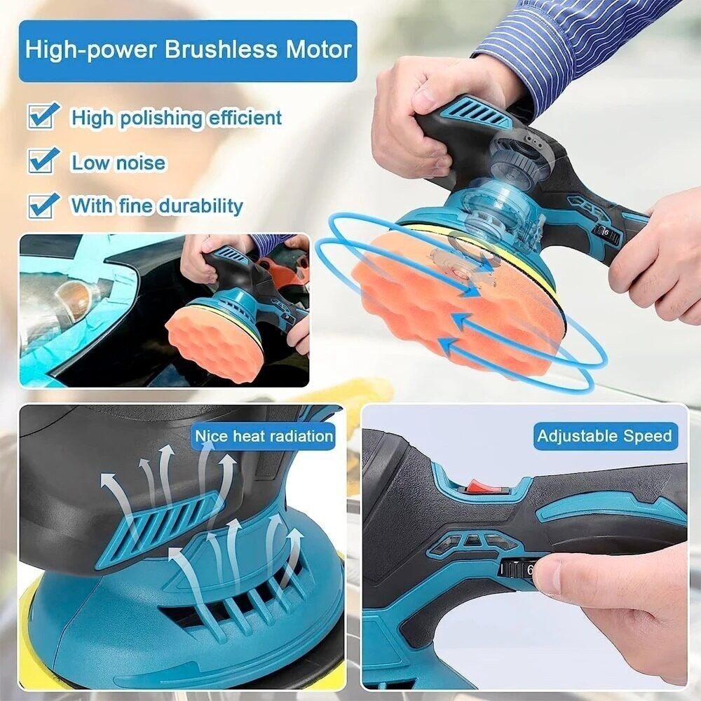 18V 6 Speeds Cordless Electric Polisher Mesin Polish Kereta Polish ...