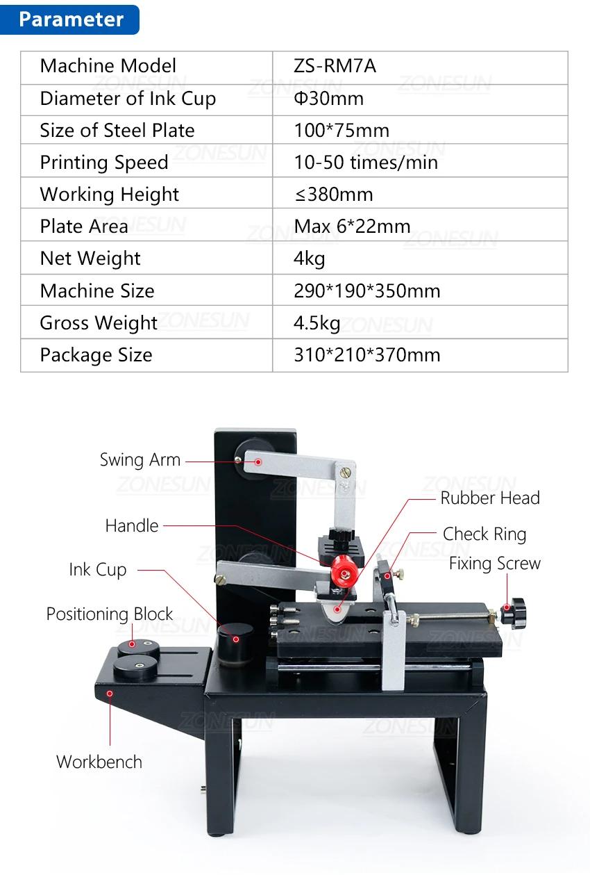 ZONESUN Manual Pad Printer Rubber Stamp Production Date Batch Number ...