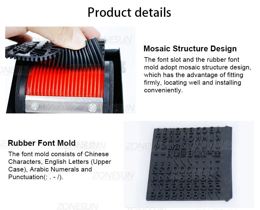 ZONESUN Handheld Date Stamp Production Date Printer Batch Number Coder ...