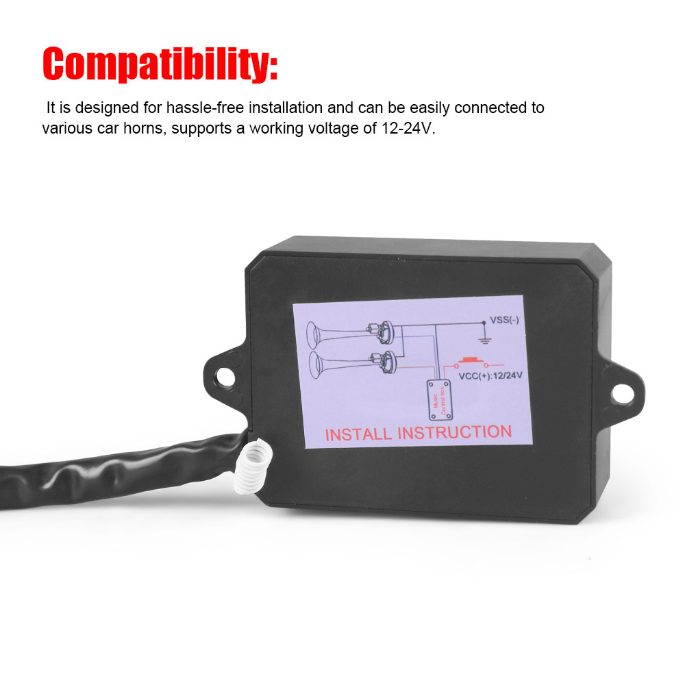 12V-24V 8/12/25 Sound Musical Electronic Horn Controller with Remote ...