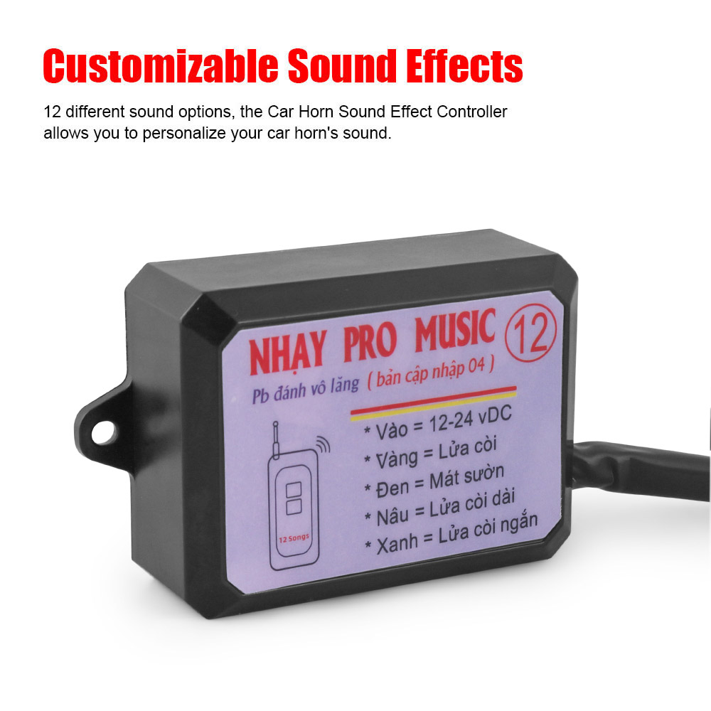 12V-24V 8/12/25 Sound Musical Electronic Horn Controller with Remote ...