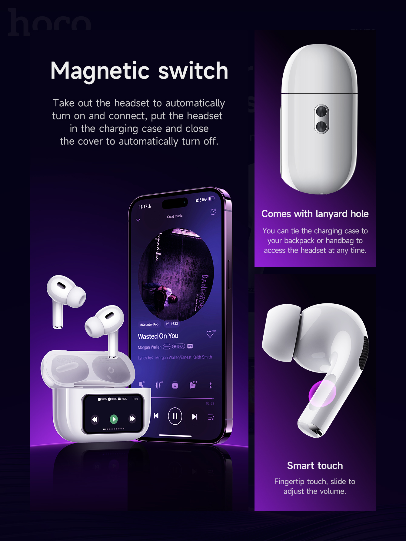 HOCO EW72 TWS True Wireless ANC Noise Reduction Earphone Bluetooth5.4 ...