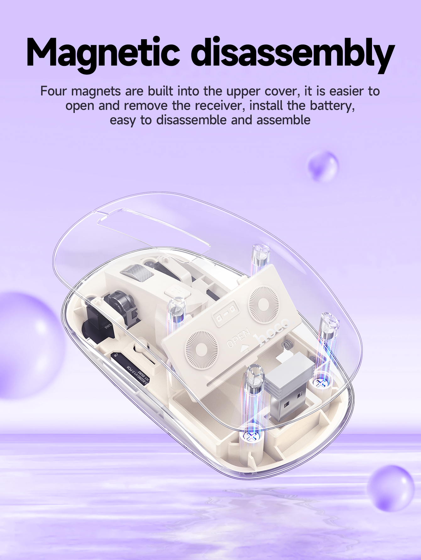 HOCO GM29 Dual Mode Silent Wireless Mouse Bluetooth Transparent Mouse ...