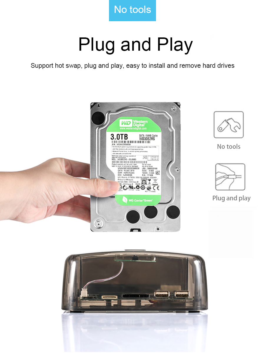 2.5 Inch 3.5 Sata/Ide Hdd Case 2-Dock Dual Bay Hard Drive Docking ...