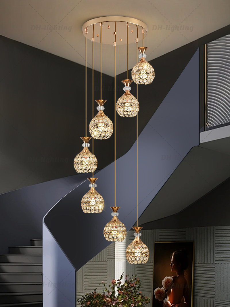 Staircase pendant light Nordic high ceiling LED living room light ...