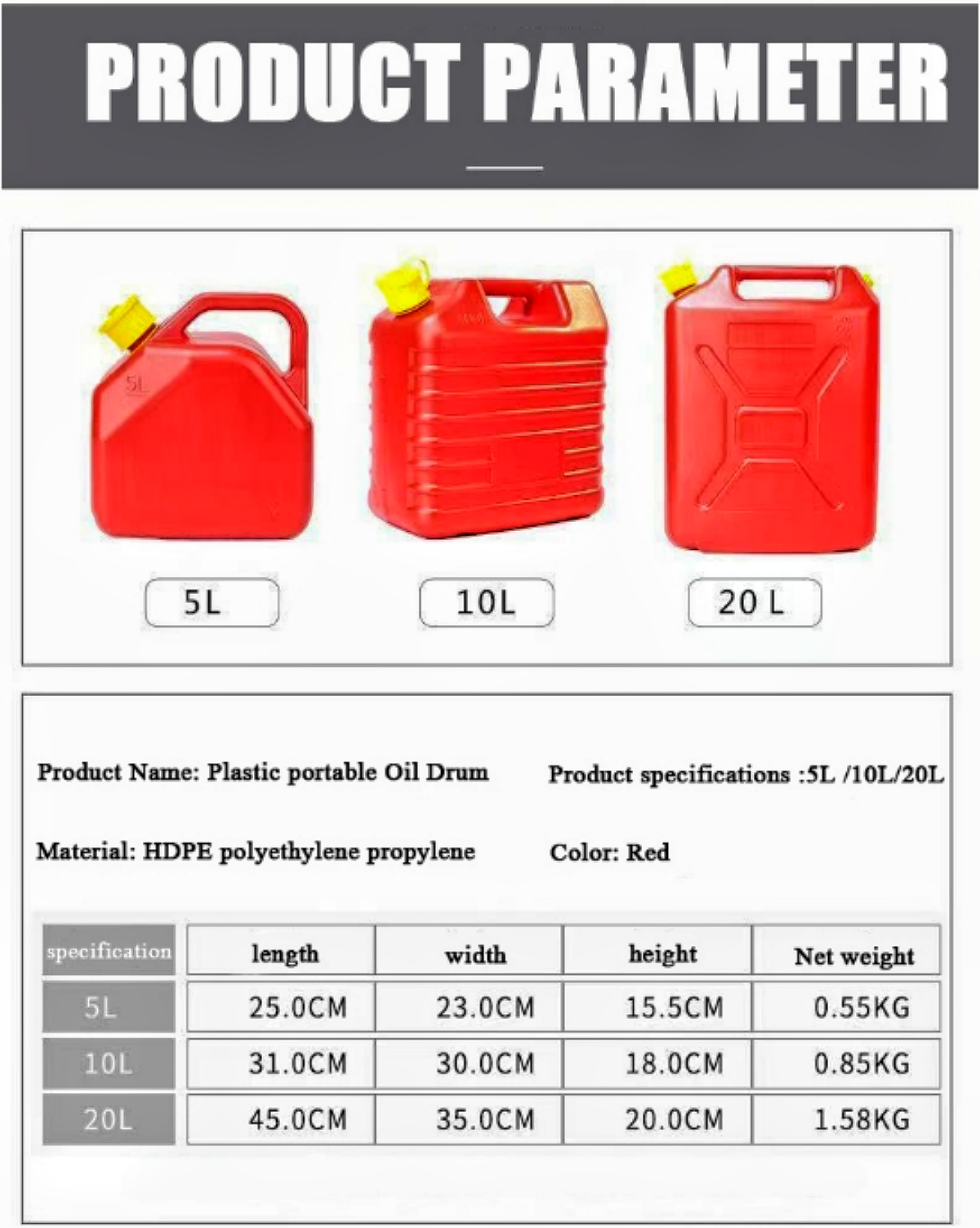 (5L,10L, 20L) Gasoline Tank Jerry Can petrol HDPE reserve fuel tank Oil Tank MotorcycleTong ...