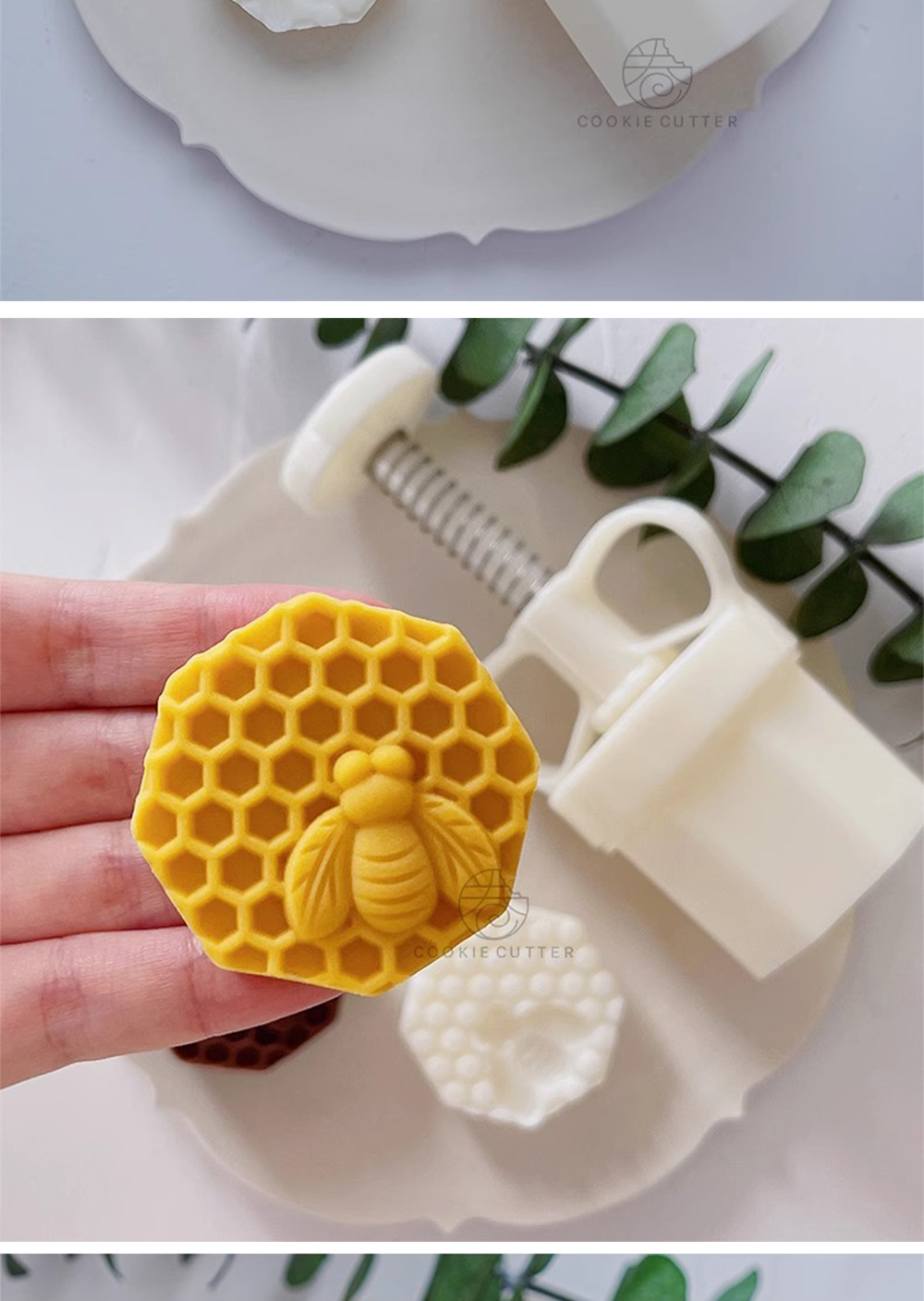 63g Mooncake Hand Pressed Mold Honeycomb Shape Bee Pattern Cookie ...