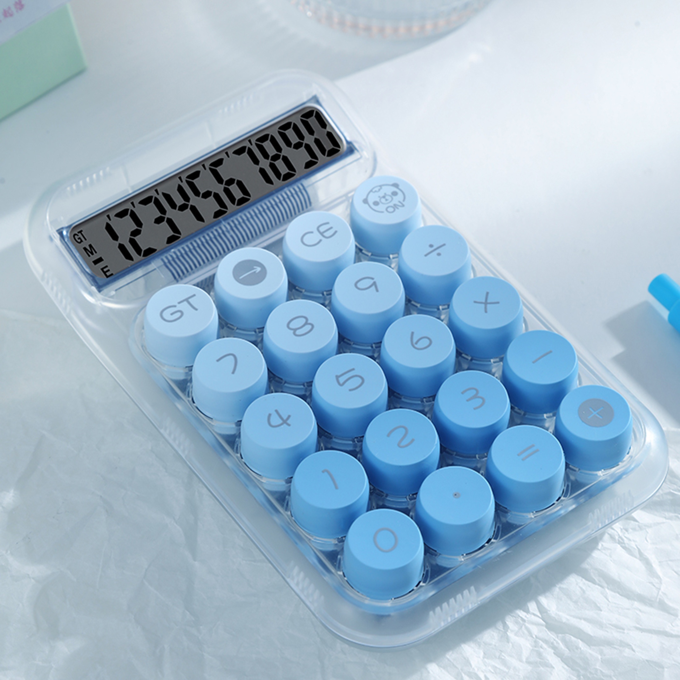 1pc Transparent large button calculator, large screen electronic ...