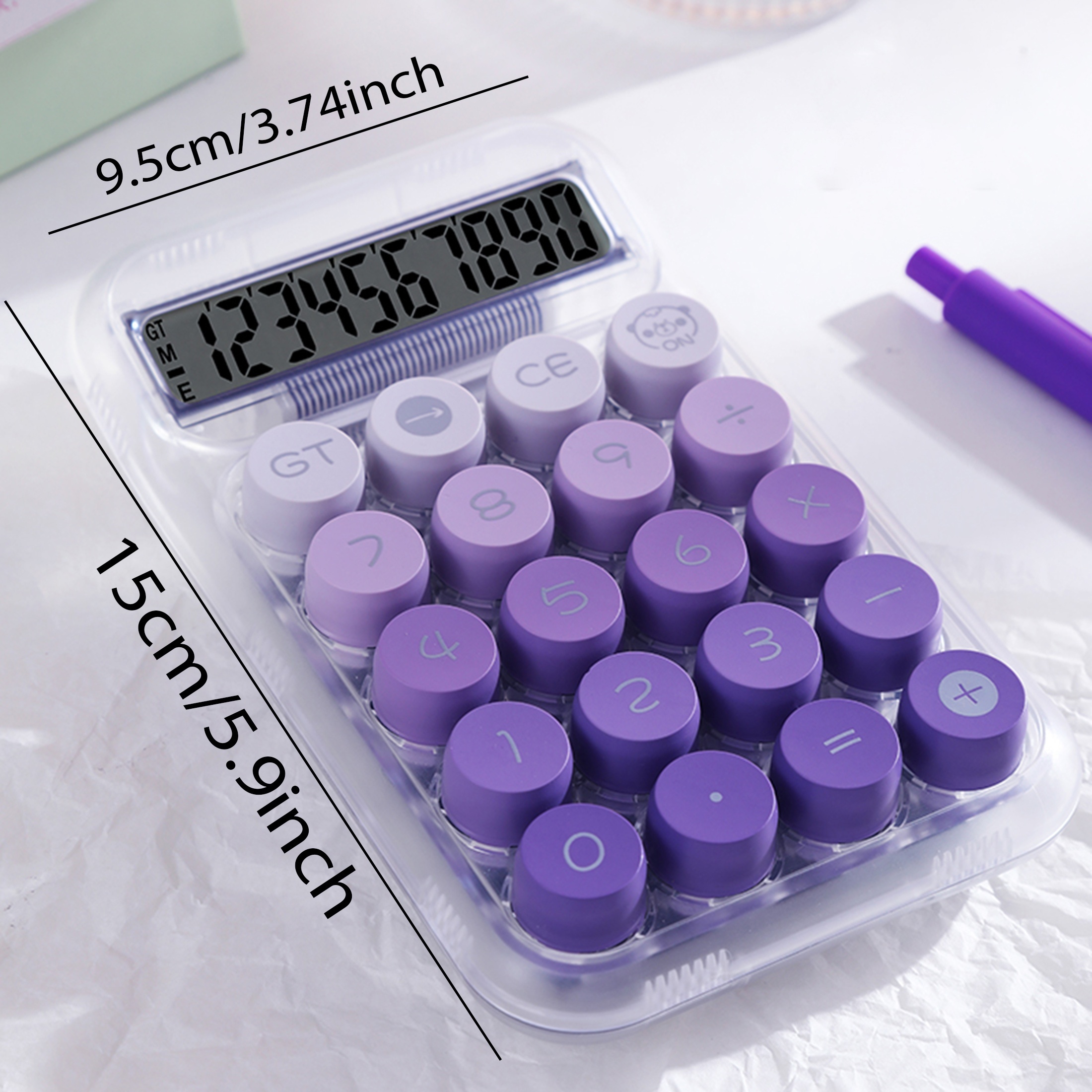 1pc Transparent large button calculator, large screen electronic ...