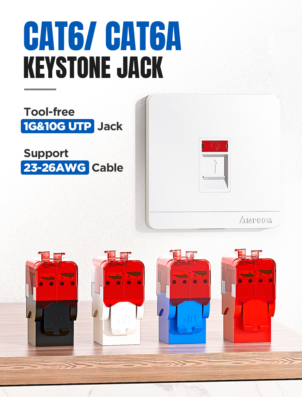 AMPCOM Keystone Jack CAT6 RJ45 UTP Module Adapter | Shopee Malaysia