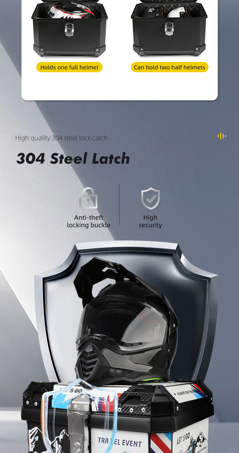 🔥TANKER ABS TOP BOX🔥38L 45L Top Box Motorcycle Aluminium Top Box 45L ...