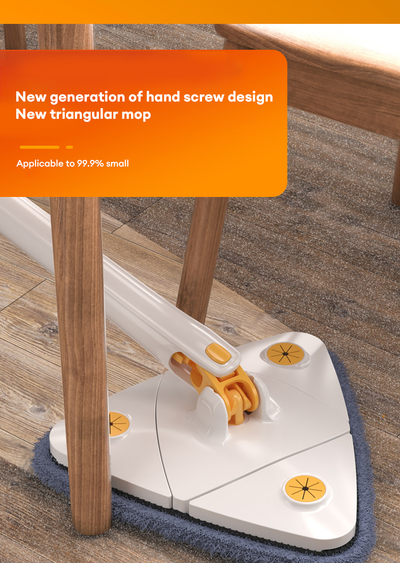 Triangular Mop 360-Degree Rotating Large Wipe Head with scraper Triangle Mop Ceiling Wall Roof ...