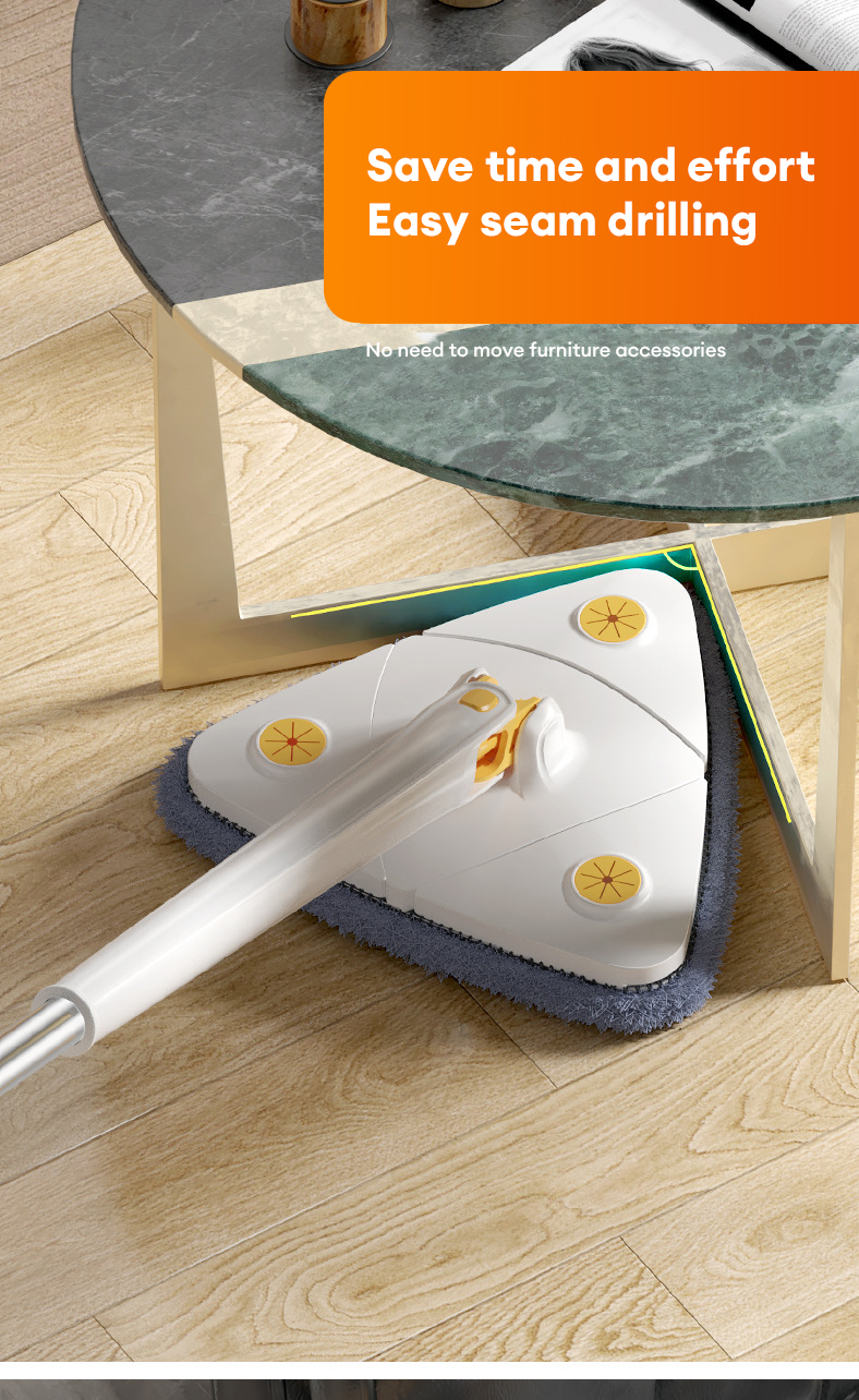 Triangular Mop 360-Degree Rotating Large Wipe Head with scraper ...