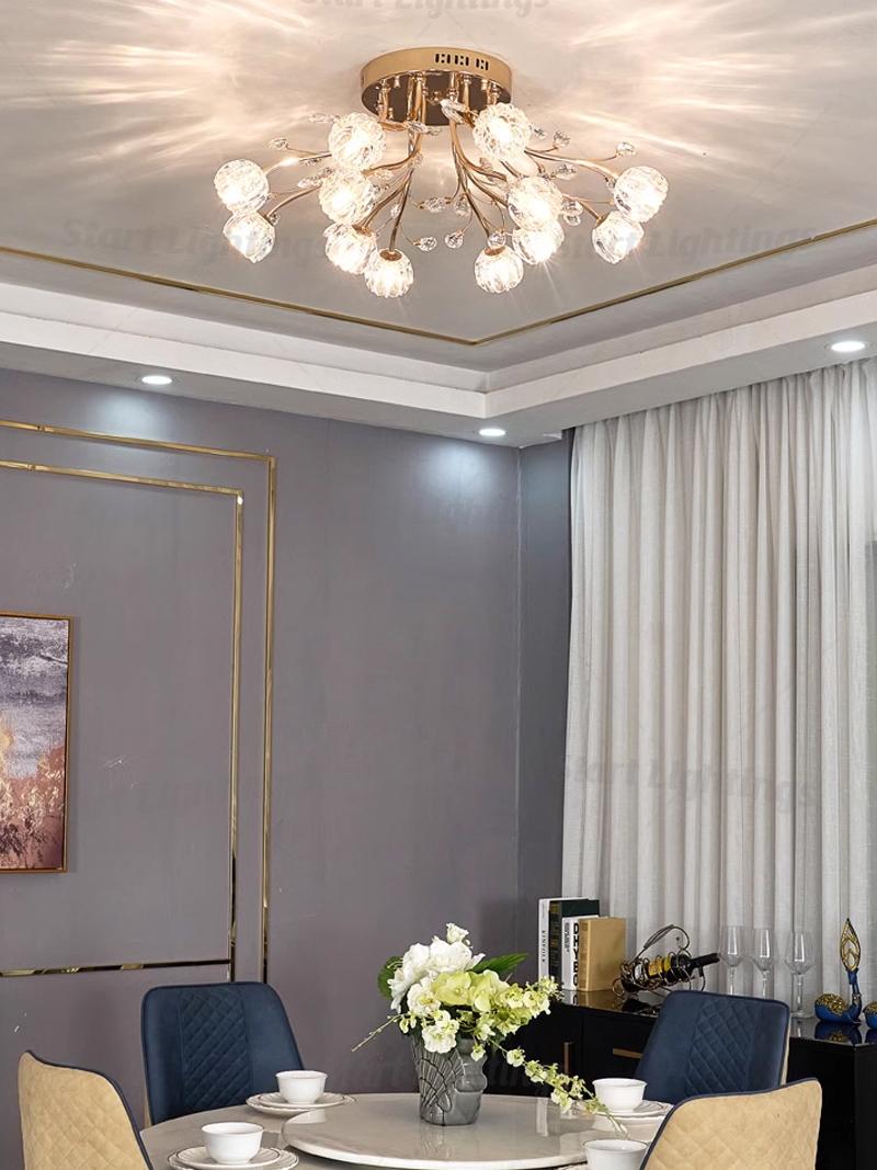 Crystal modern living room light household LED restaurant ceiling lamp ...