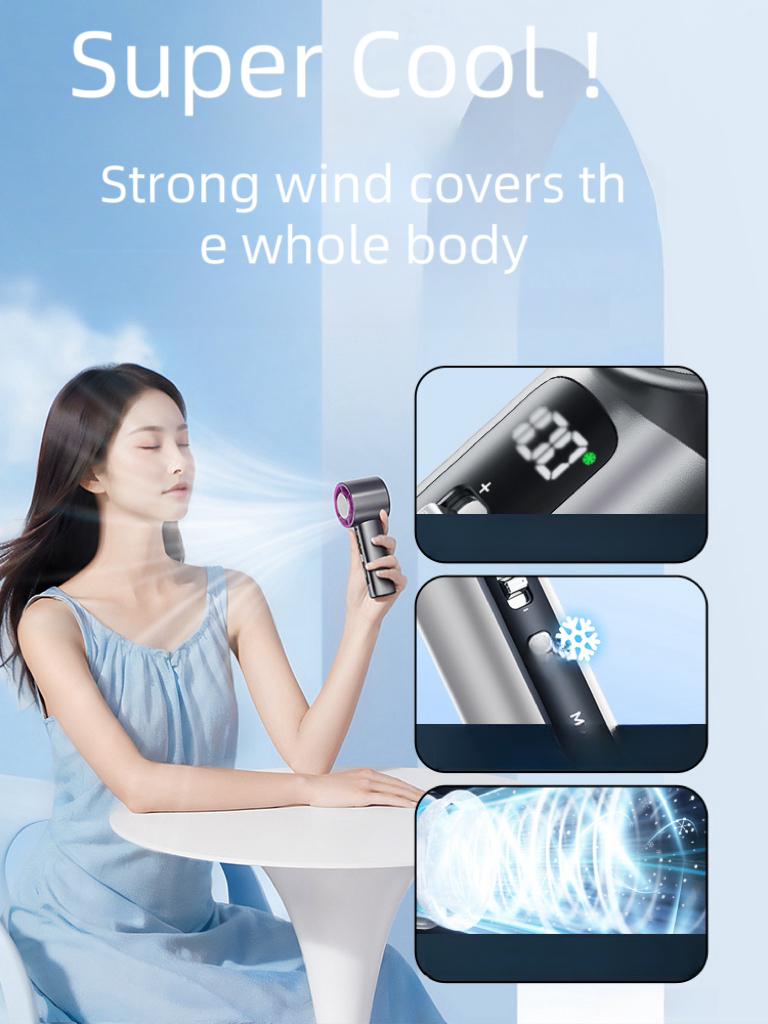 High speed Handheld Fan 100 Wind Speeds, Portable Mini Bladeless ...