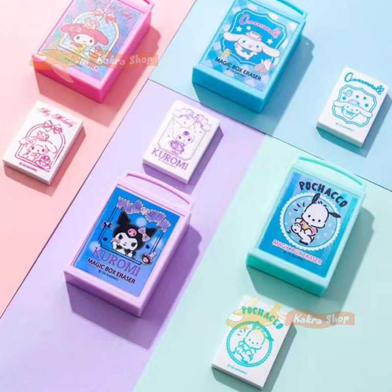 Sanrio Kuromi Eraser Magic Box Anime Surprise Stationery Pochacco ...