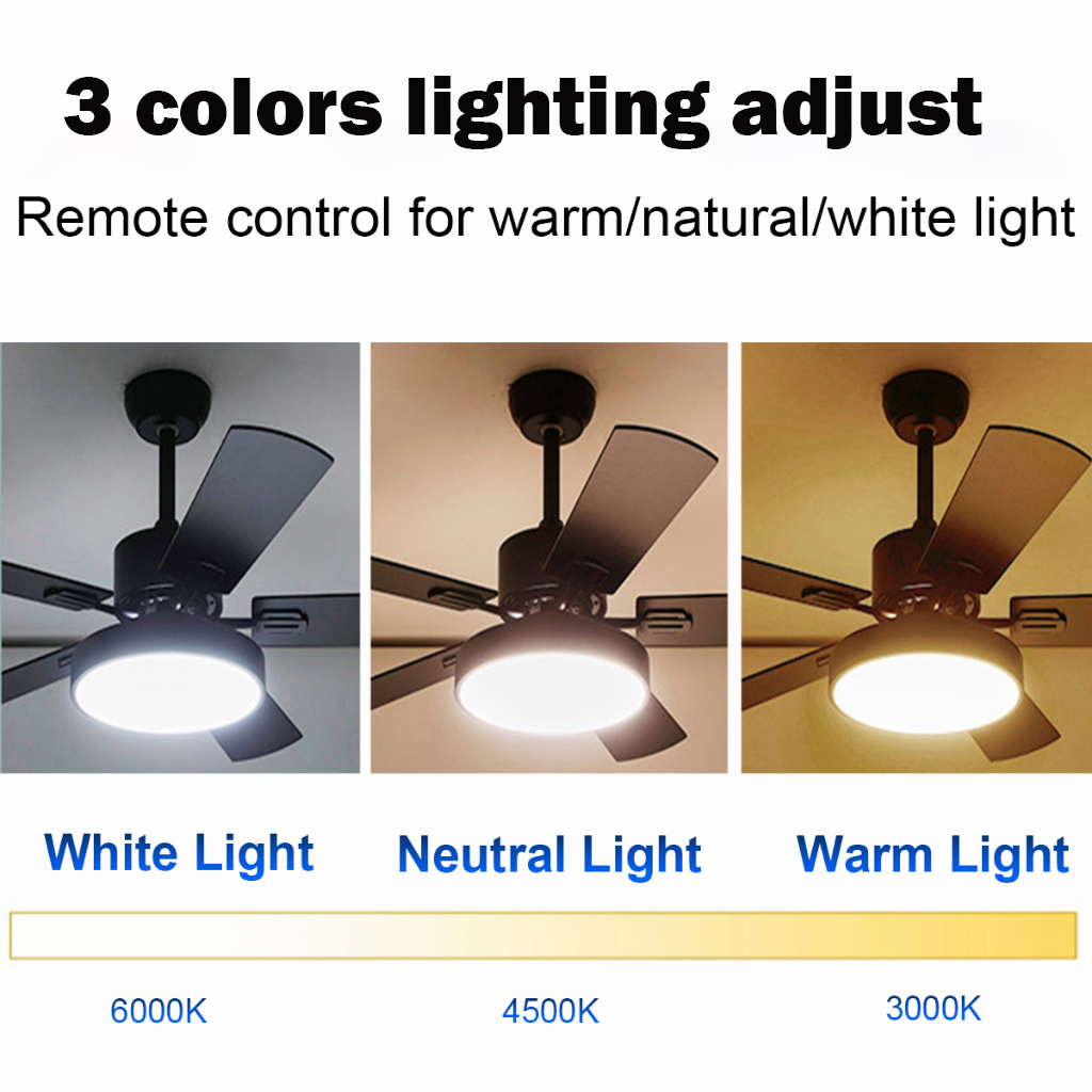 42/48/52 Inch Ceiling Fan With Light DC Motor 6 Speed 5 Blades Ceiling Fan Kipas Siling | Shopee ...