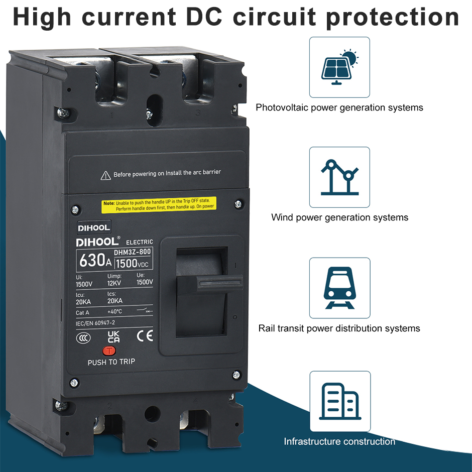 DC MCCB Molded Case Circuit Breaker 2P 12V 24V 1000V 1500V 100A 200A ...
