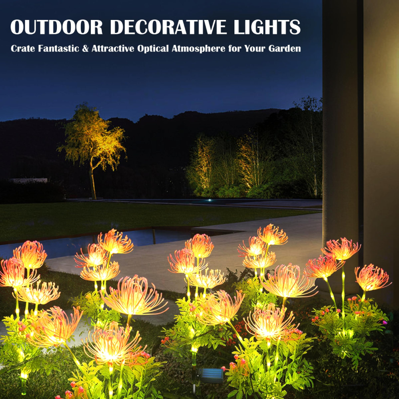 Solar Flowers L ights with Glowing Flowers & Stems Upgraded Solar Panel ...