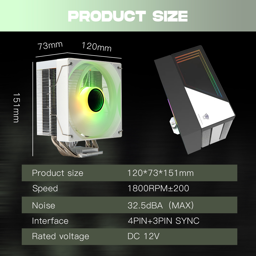 Jungle Leopard KF400 ARGB CPU Cooler 120mm PC Fan Infinity Mirror ARGB ...