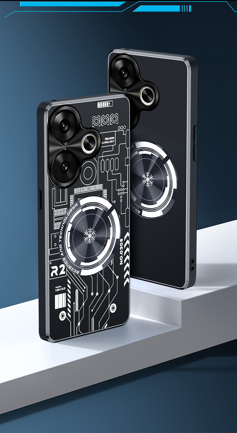 Luxury Red Copper Metal Heat Dissipation Phone Case for Xiaomi POCO F6 ...