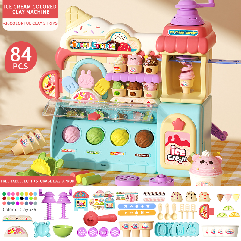 YIMI 84pcs Kids Pretend Play Ice Cream Maker Pretend Play Kitchen Food ...
