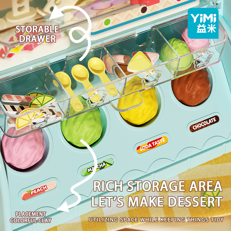 YIMI 84pcs Kids Pretend Play Ice Cream Maker Pretend Play Kitchen Food ...