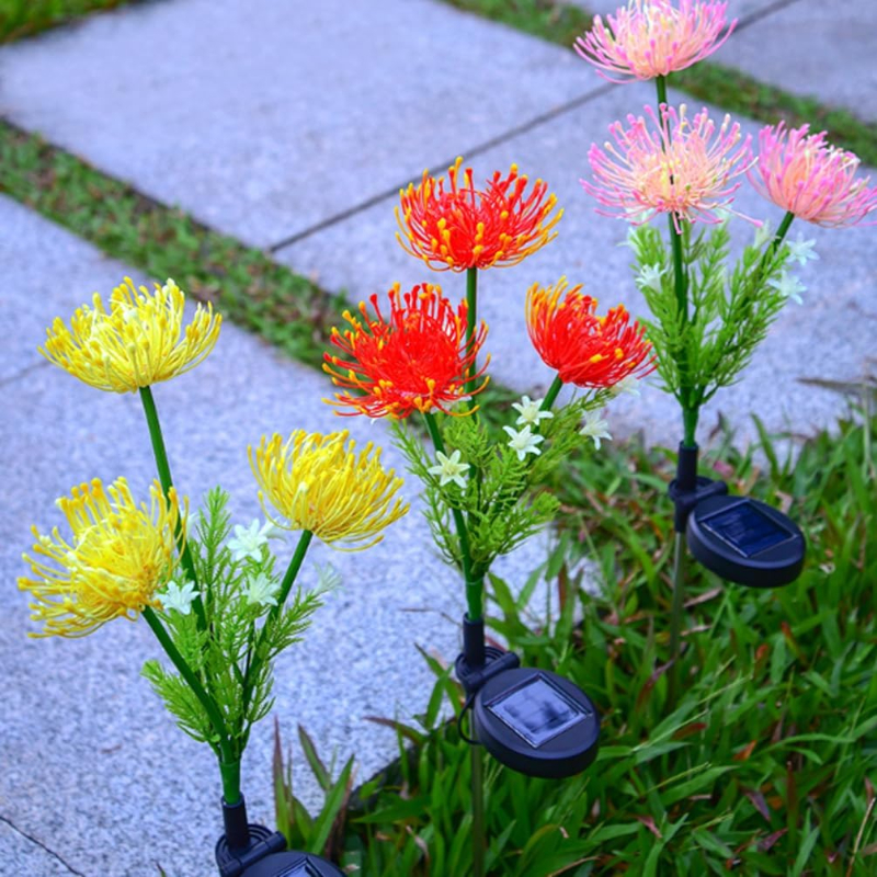 Solar Flowers L ights with Glowing Flowers & Stems Upgraded Solar Panel ...