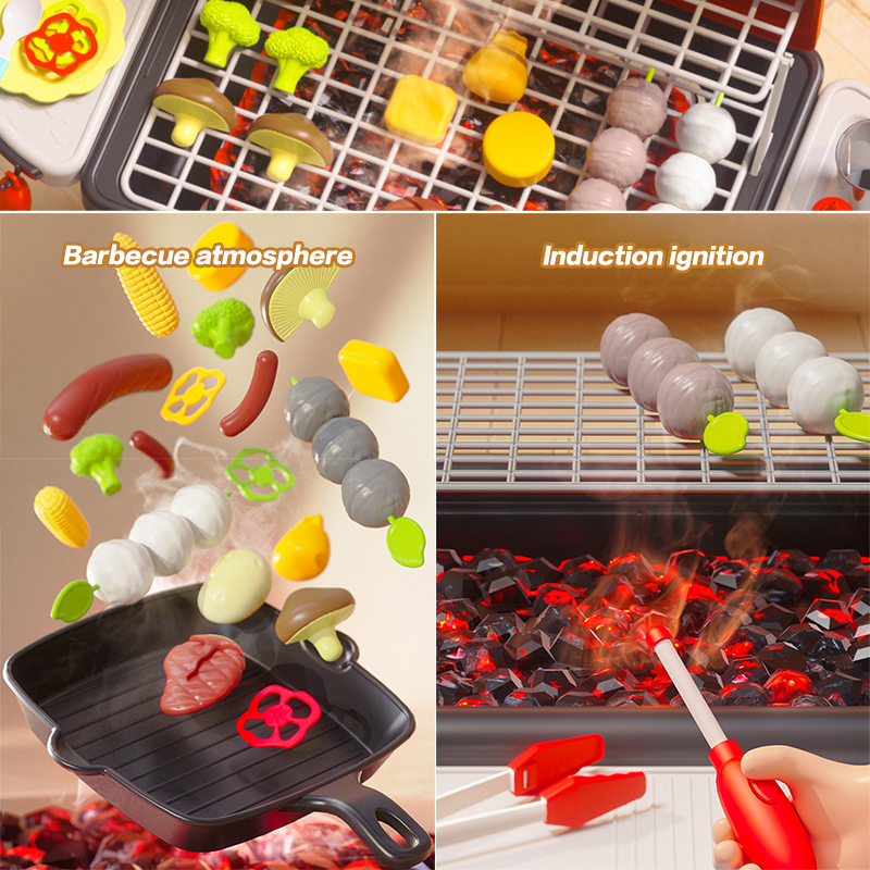BBQ Kids toy BBQ Barbecue Grill Toy Light sound effect water smoke ...