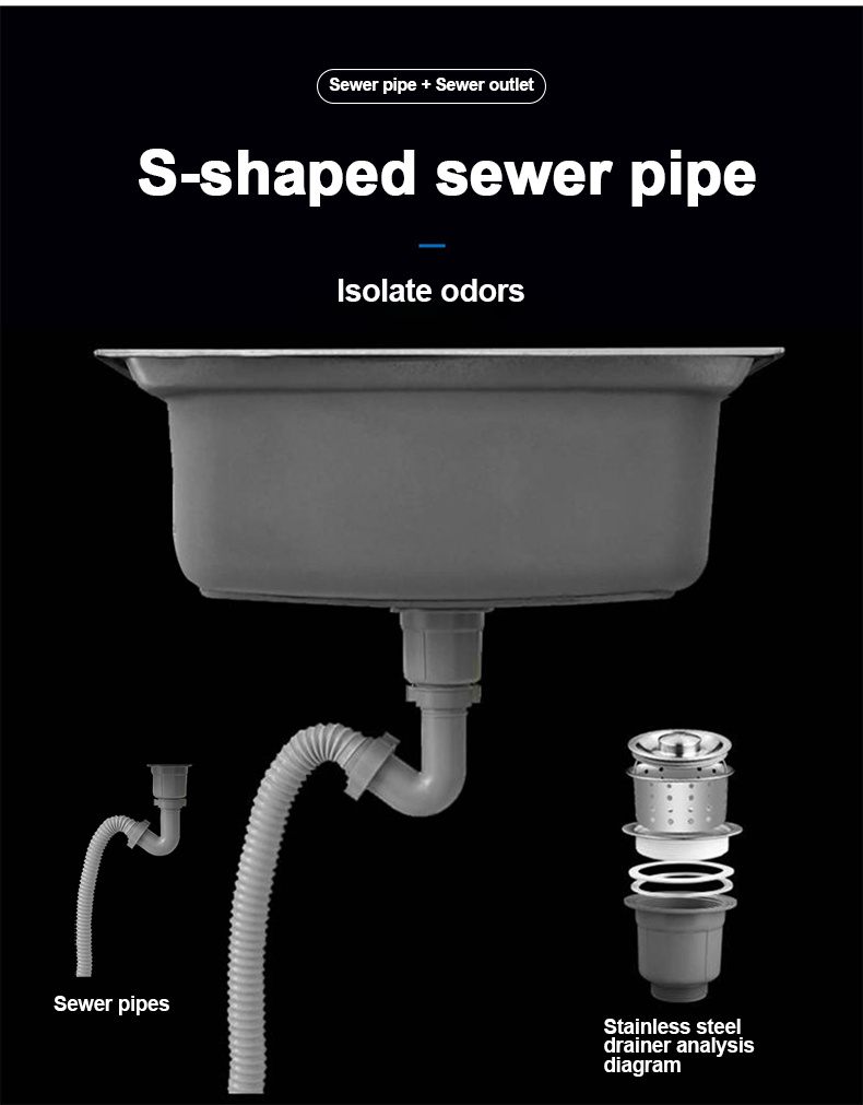 【Never rust】Sinki dapur 80*45*75cm 304 stainless steel kitchen sink ...