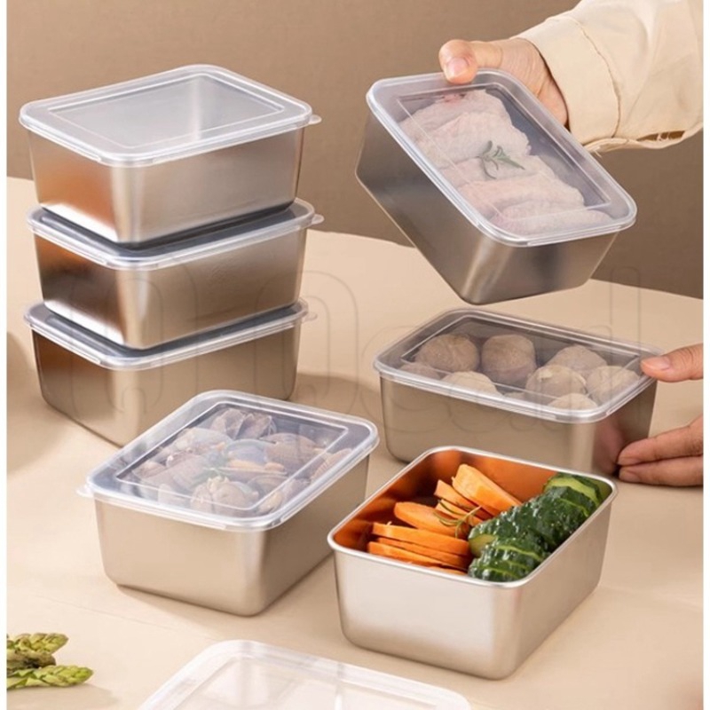 304 Stainless Steel Fresh Keeping Box with Sealed Lid Food Trays Food ...