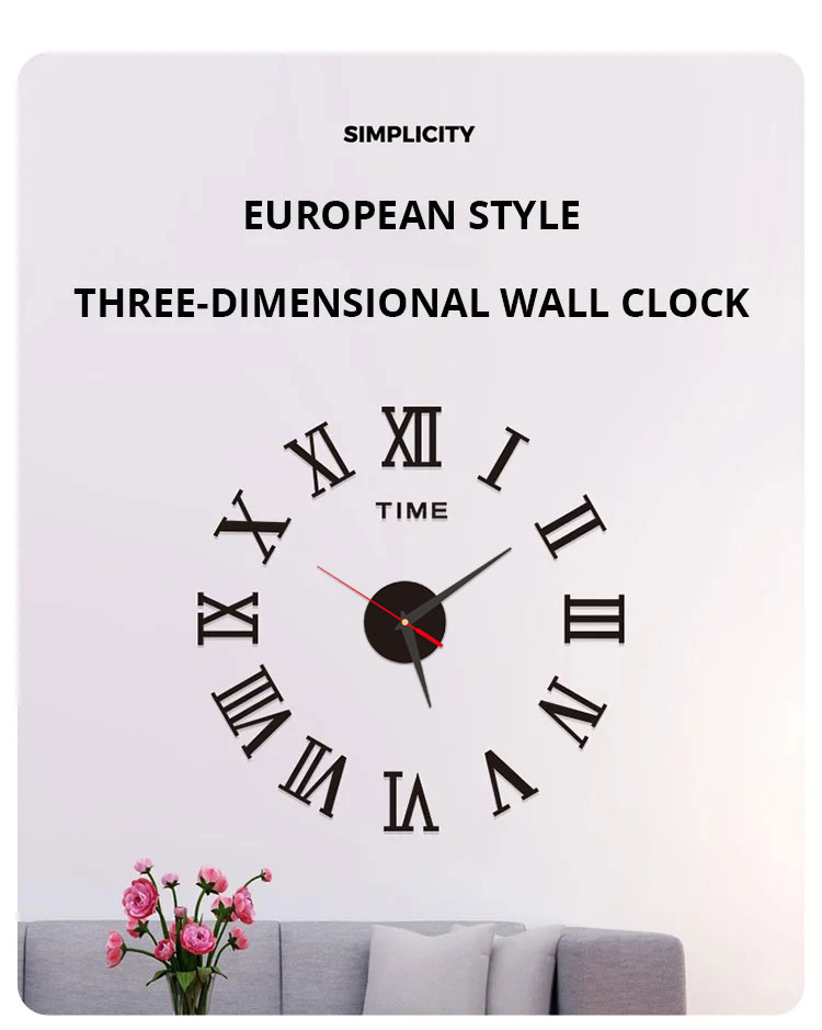 1pc DIY 3D Acrylic Roman Digital Wall Clock Design Mirror Wall Clock ...