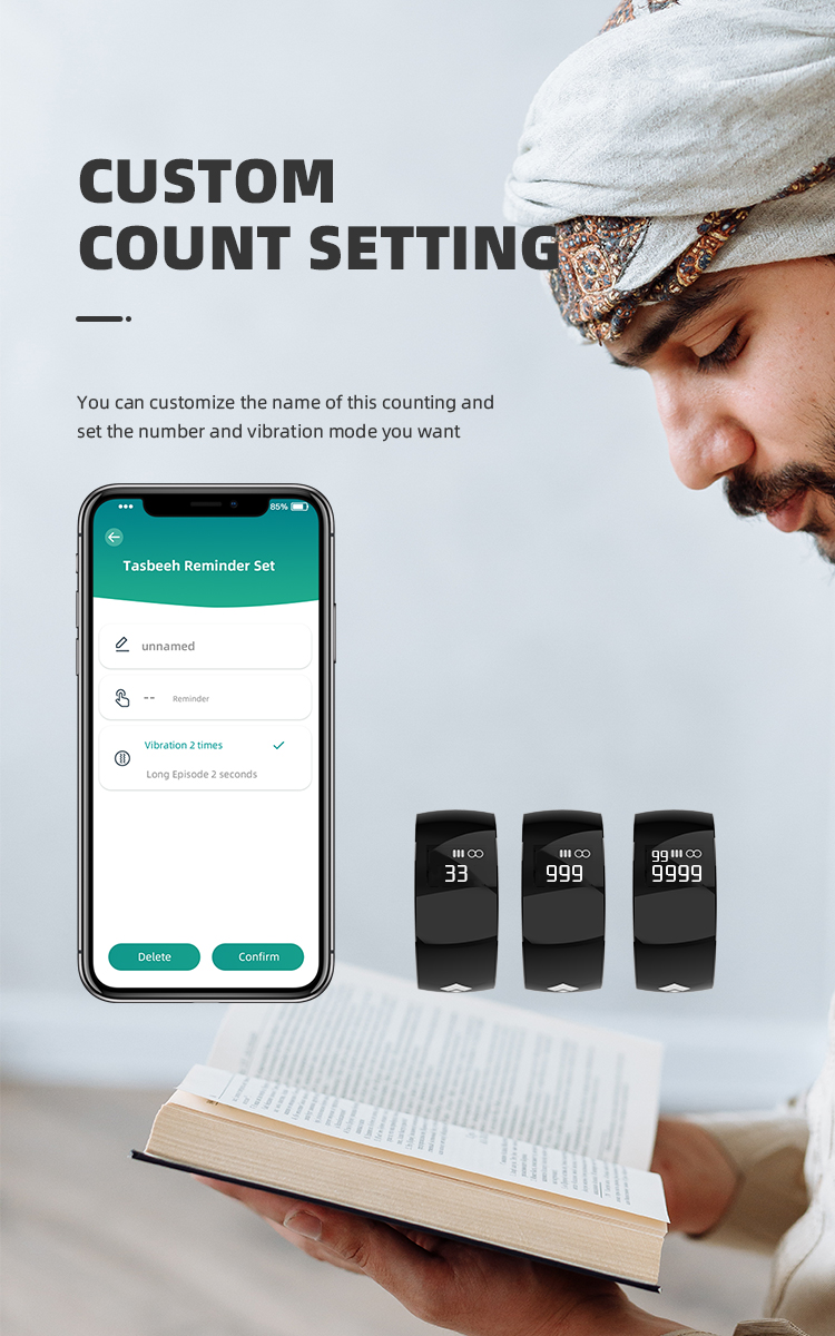 Smart Tasbih Tally Counter Ring Zikr Ring Bluetooth Tasbih Ring Equantu ...