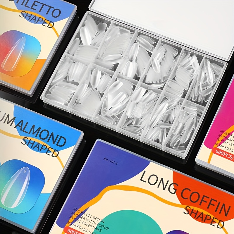 600 Pcs Nail Tips Kit - Clear Coffin Nails Long Fake Nails Press On ... 600 Pcs Nail Tips Kit - Clear Coffin Nails Long Fake Nails Press On ...