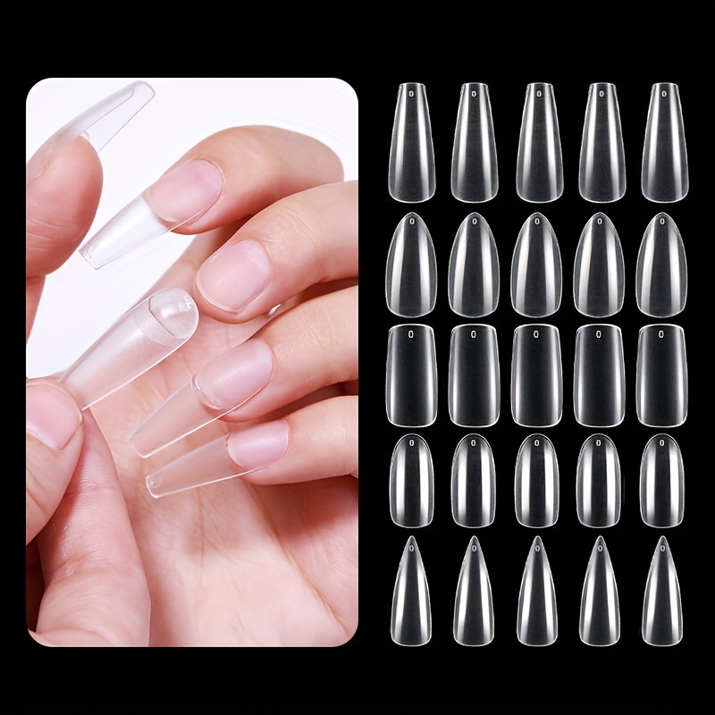 600 Pcs Nail Tips Kit - Clear Coffin Nails Long Fake Nails Press On ... 600 Pcs Nail Tips Kit - Clear Coffin Nails Long Fake Nails Press On ...