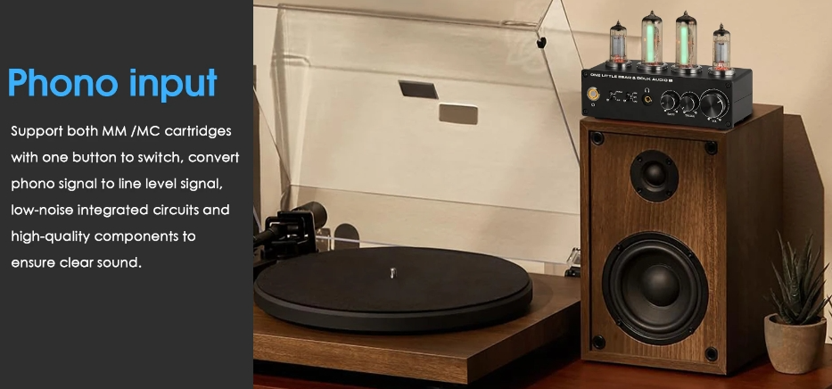 T9 Mini 6E2 Stereo Audio Vacuum Tube Preamplifier MM/MC Phono Stage ...