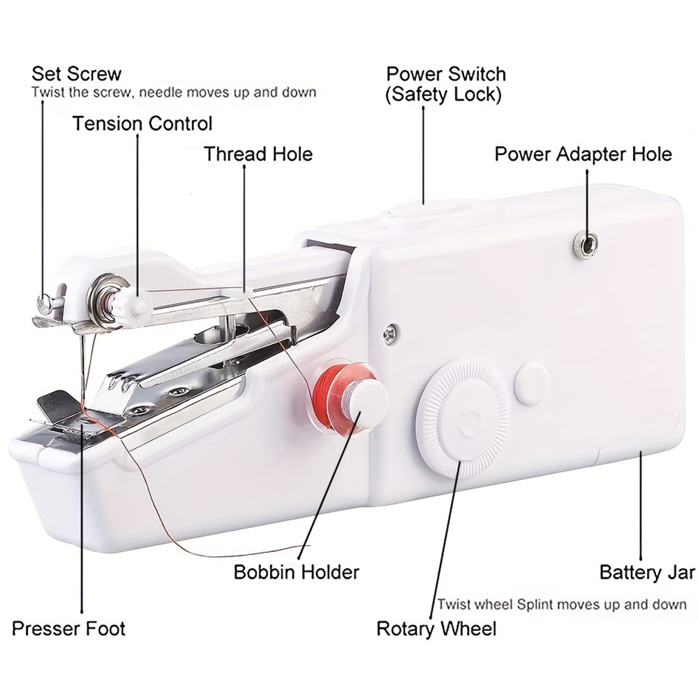 Portable Handheld Sewing Machine Battery Powered Quick Stitching For ...