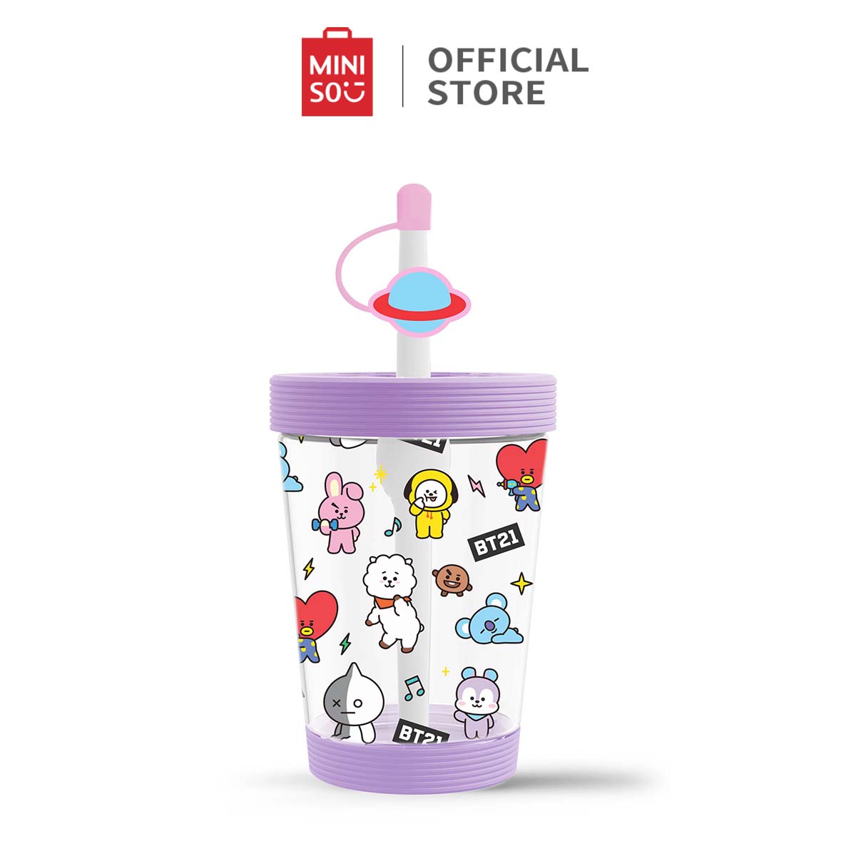 Miniso x BT21 Collection Plastic Cup Portable Drinking Cup Cute Design ...